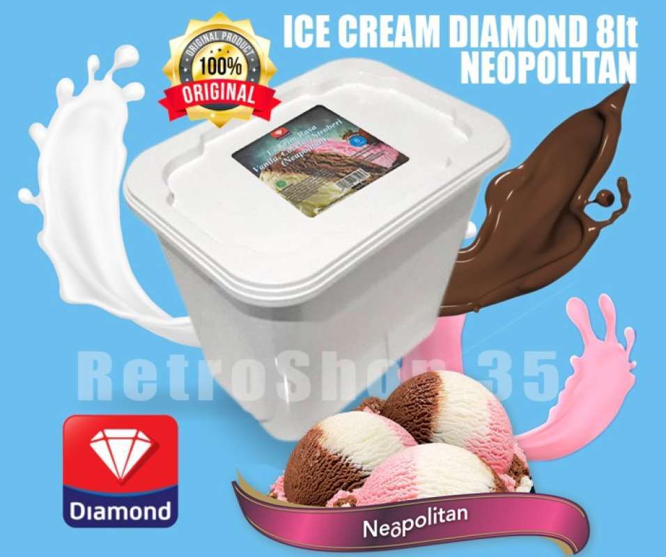 Promo Ice Cream Diamond 8 Liter Neopolitan/ Es Krim Diamond Mix 3 Rasa ...