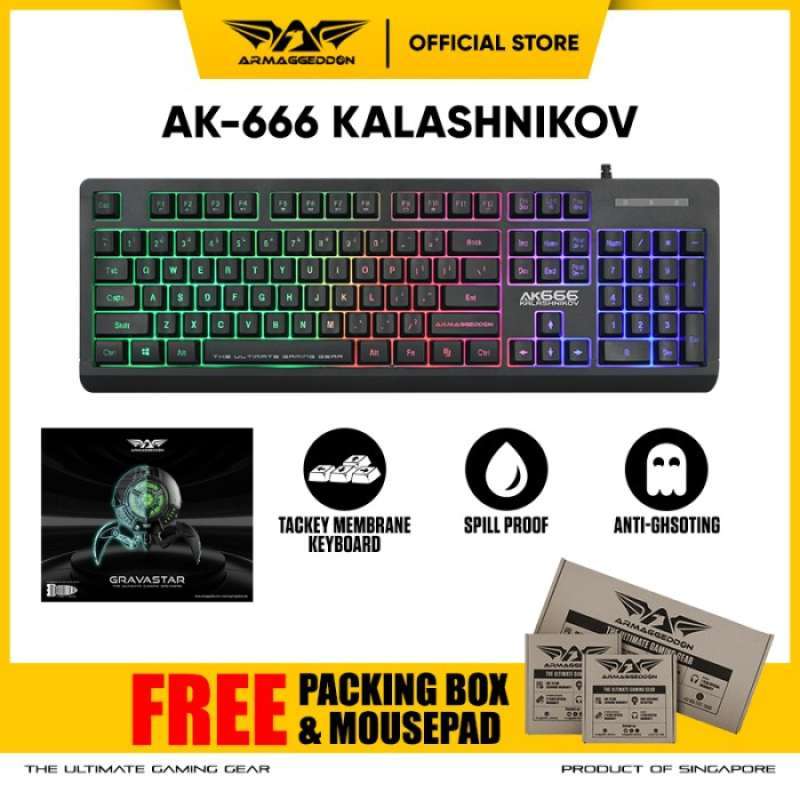 Promo Armaggeddon AK666 Spill Proof Backlit Membrane Gaming Keyboard ...