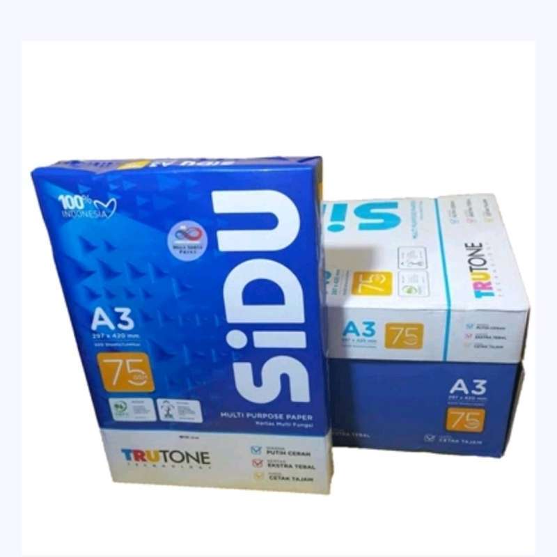 Jual A3 75 gr Kertas HVS Putih A3 75gr SiDu Bgks BIRU Sinar Dunia 1 rim ...