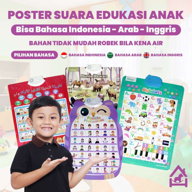 Jual Poster Edukasi Suara Anak Belajar Bahasa Indonesia Arab Inggris ...