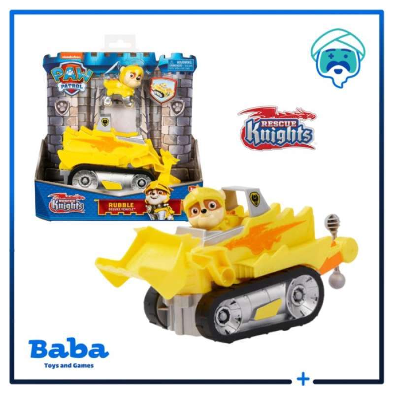 Promo Paw Patrol Rescue Knights Rubble Deluxe Vehicle Figure Set Diskon ...