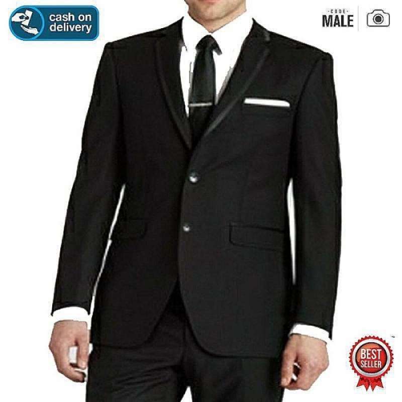 Promo CODE MALE JAS BLAZER PRIA HITAM SLIM FIT DENGAN PADUAN KERAH ...