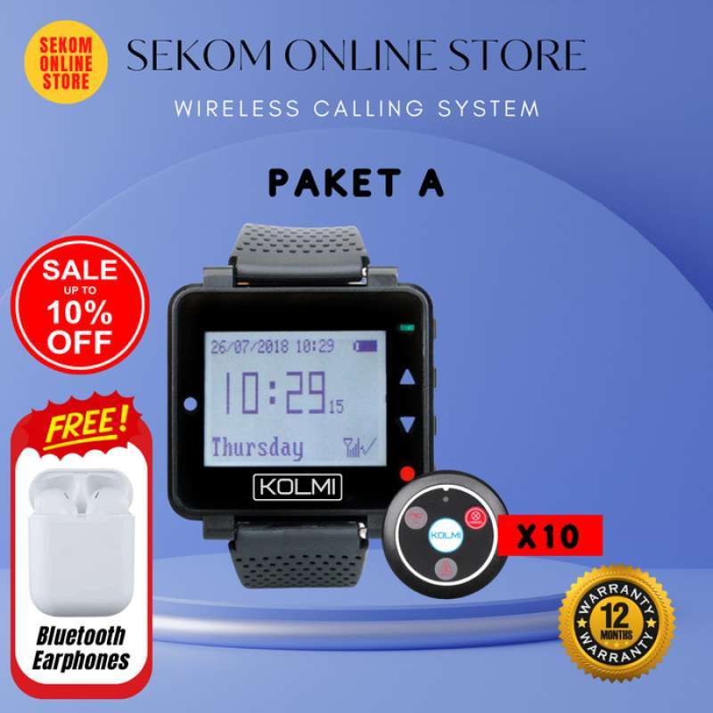 Promo KOLMI WATCH PAGING WIRELESS CALLING SYSTEM PAGER PORTABLE PAKET A ...