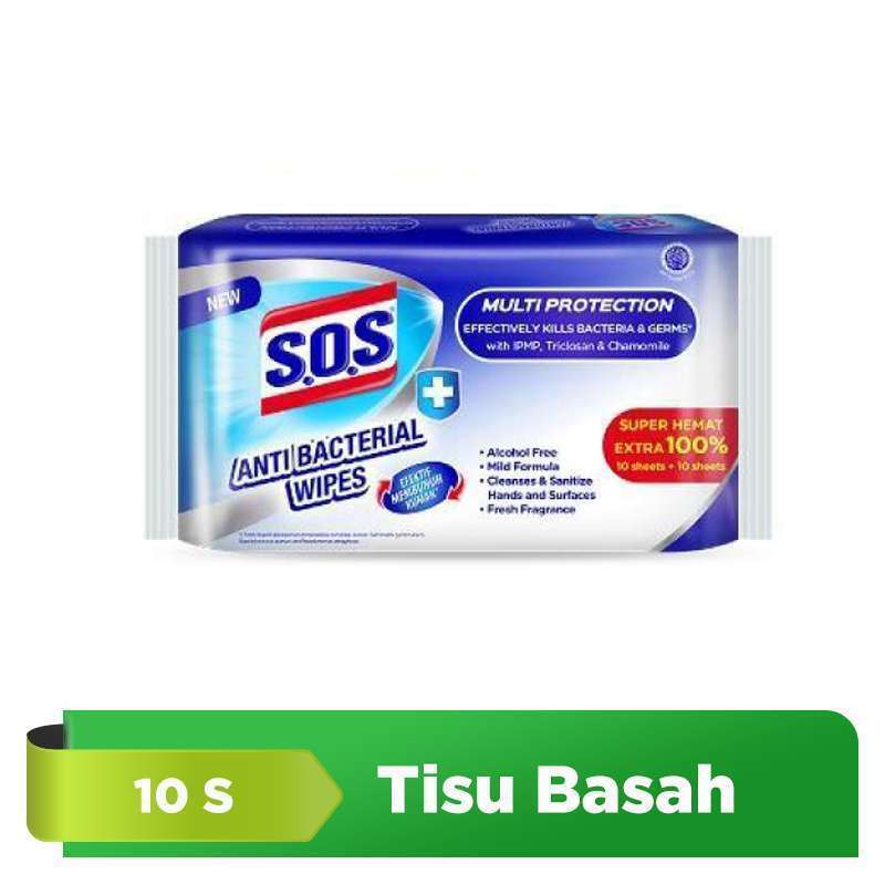 Promo Whs - Sos Wipes Tisu Basah Antibacterial All In One [10 S] Diskon ...