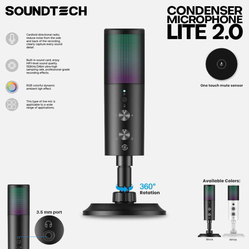 Promo Soundtech Lite 2.0 Condenser Microphone Stand Table For Pc ...