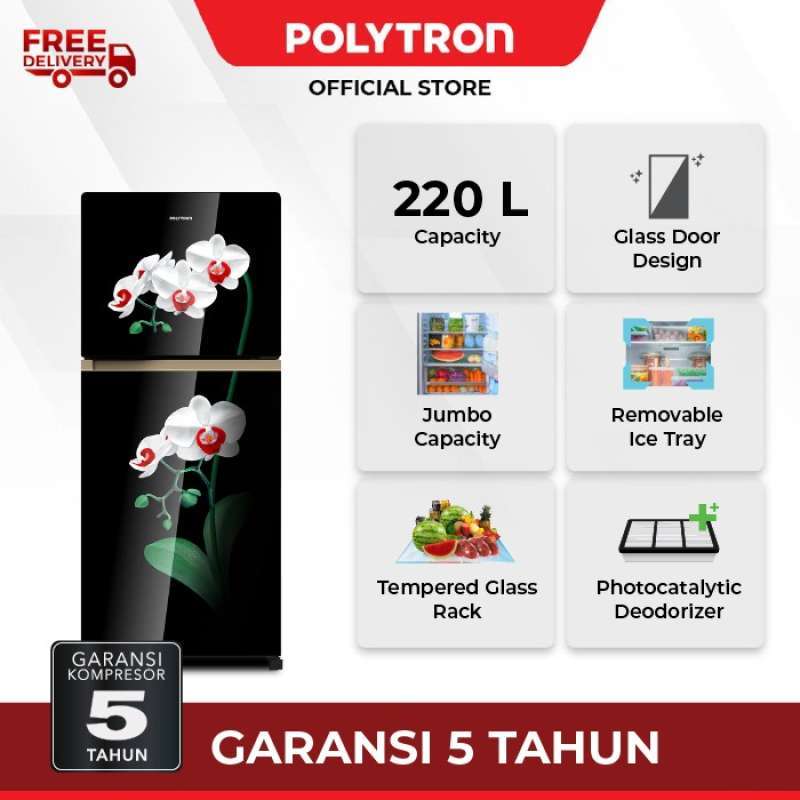 Promo Polytron Kulkas 2 Pintu Belleza 220 Liter Prw 23 - Multicolor ...
