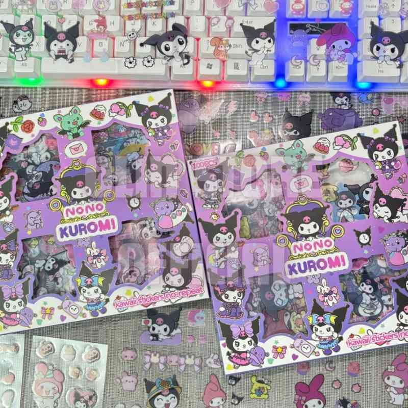 Promo Sticker Yoyo Sanrio Rainbow Sticker Lucu Viral Aesthetick Isi 100pcs - Stiker Book ...