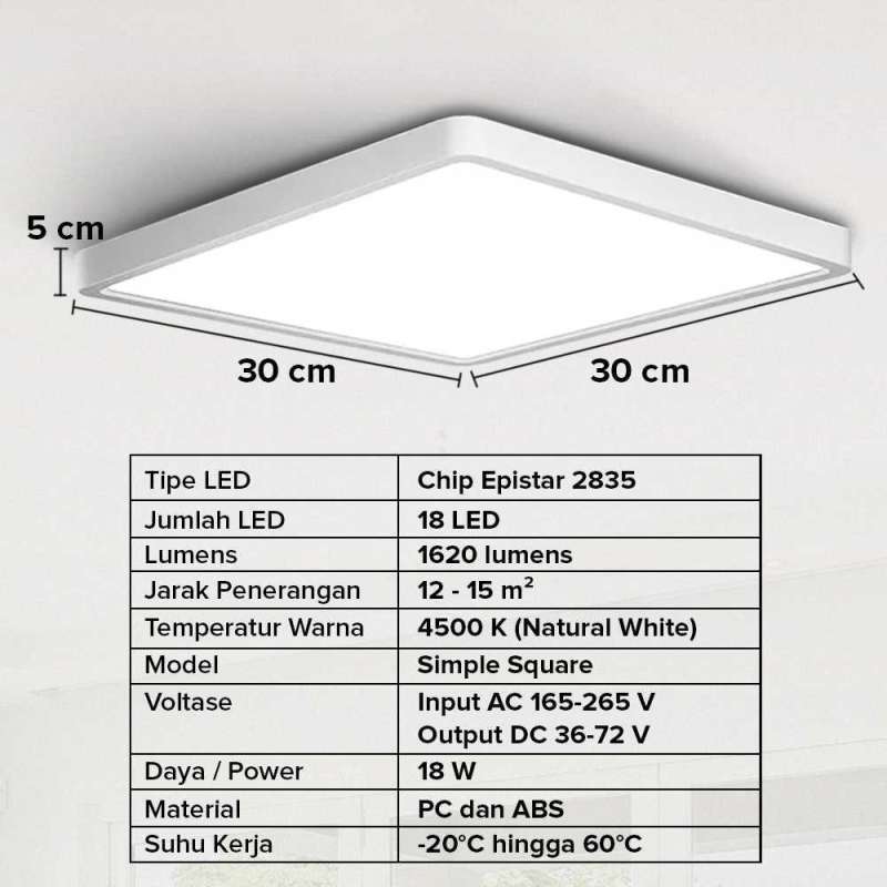 Jual Marpou Lampu Plafon Led Ceiling Light 18w 30x5 Cm Natural White ...