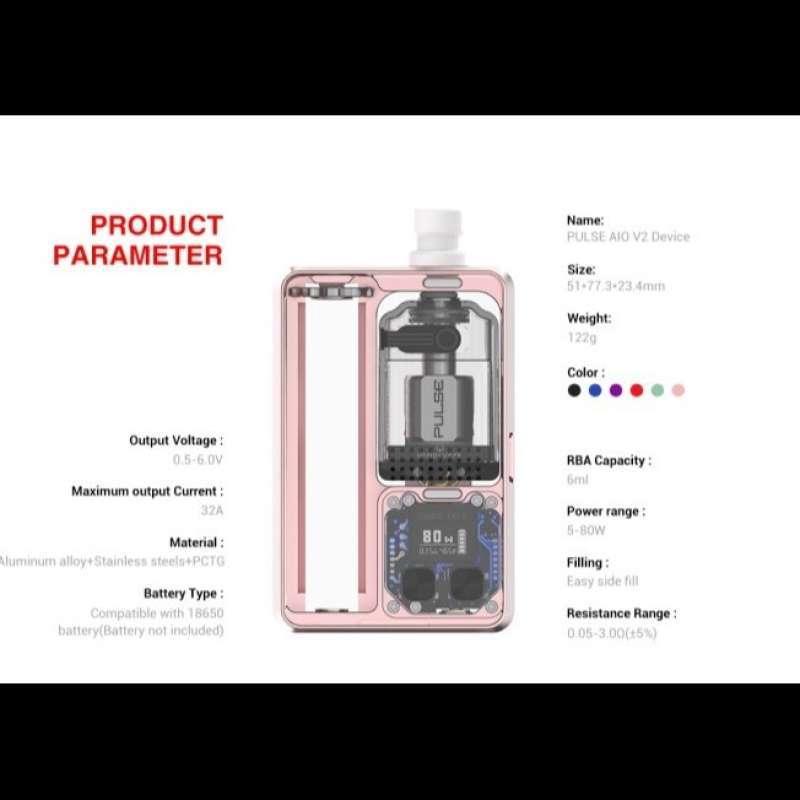 Promo Pod Vape Pulse Aio V2 New Color 80w 18650 With Rba Authentic By Vandy Vape Diskon 11% Di ...