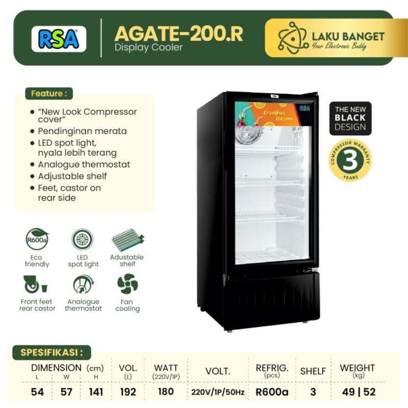 Promo Rsa Showcase Display Cooler Agate-200 Garansi Resmi Diskon 23% Di ...