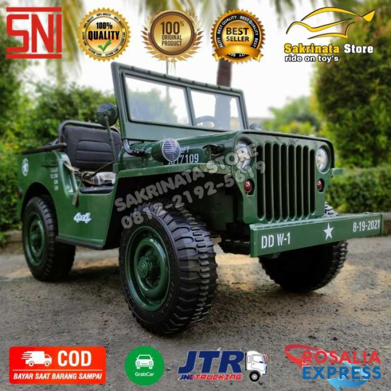 Promo Mobil Anak Mainan Aki Jeep Willys 3 Seat Ban Karet Diskon 50% Di Seller Tocko99 - Kedoya ...