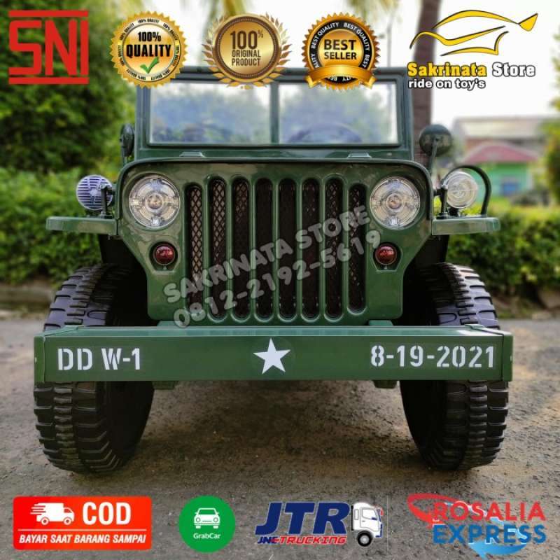 Promo Mobil Anak Mainan Aki Jeep Willys 3 Seat Ban Karet Diskon 50% Di Seller Tocko99 - Kedoya ...