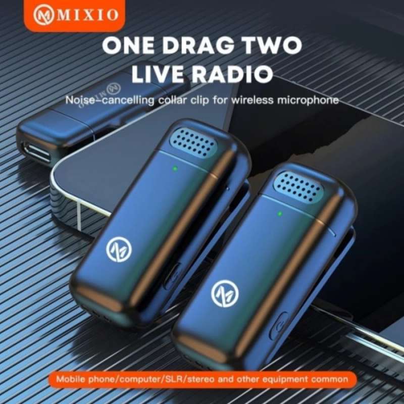 Jual Mixio W12 Mic Wireless Dual Lavalier Microphone Plug & Play ...