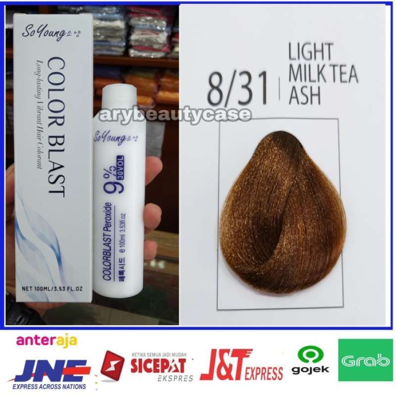 Promo So Young Color Blast Cat Rambut + Oxidant 8/31 Light Milk Tea Ash ...