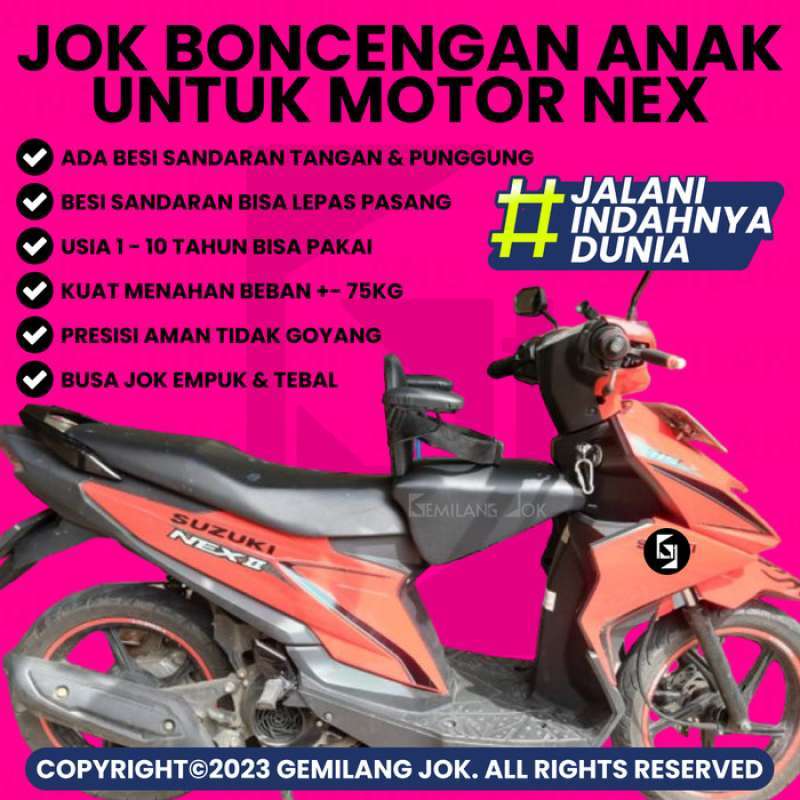 Promo Terlaris Jok Boncengan Anak Motor Suzuki Nex Ada Besi Sandaran & Seatbelt - Jokbonceng ...