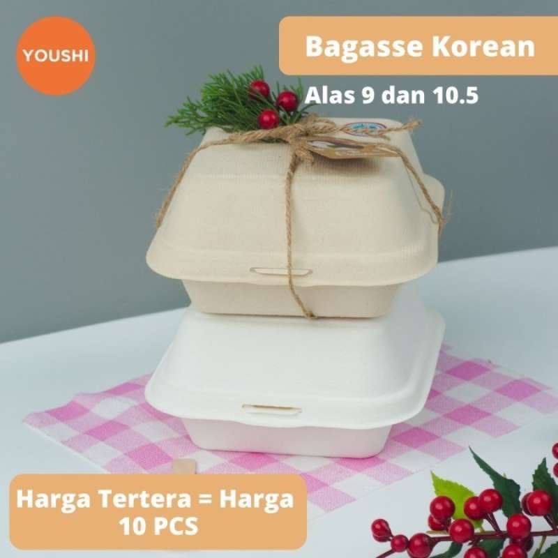 Jual Bagasse Burger Box/ Korean Cake Box/ Bento Cake Box/box Tart Mini ...