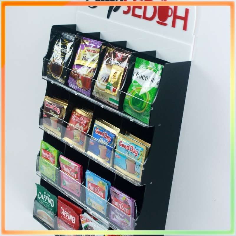 Jual Rak Kopi Sachet Display Siap Seduh Hanging 16 Kotak Acrylic ...