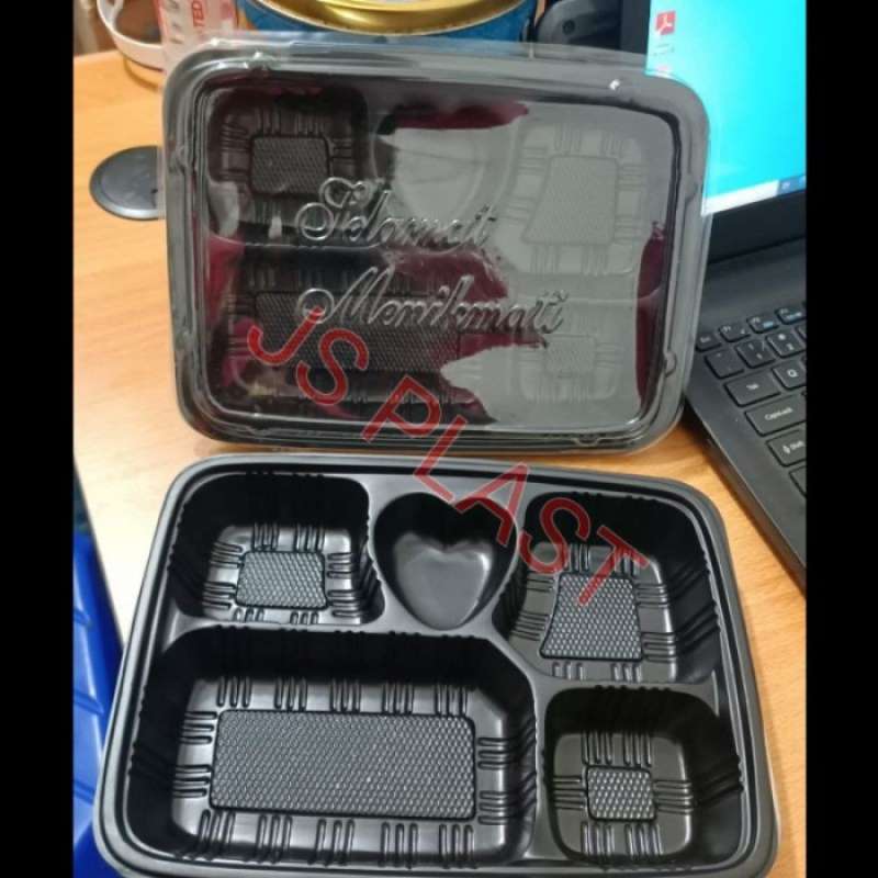 Jual (7) (isi 50set) Mika Bento 5 Sekat Love / Tray Bento Box 5 Sekat ...
