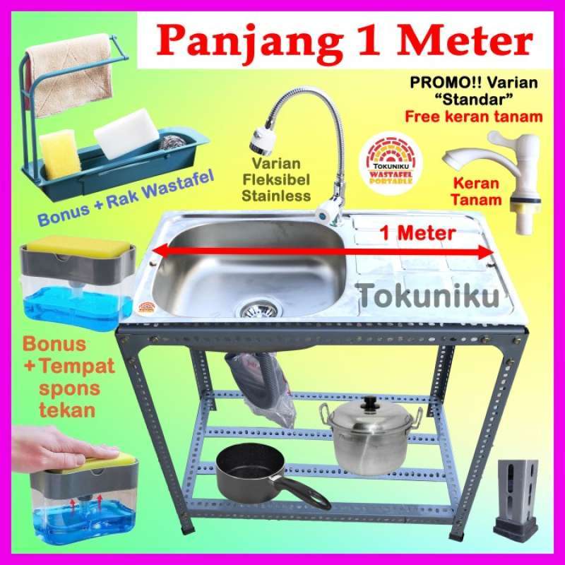 Jual Wastafel Cuci Piring Portable 1 Meter Sink Bak Cuci Piring Panjang ...