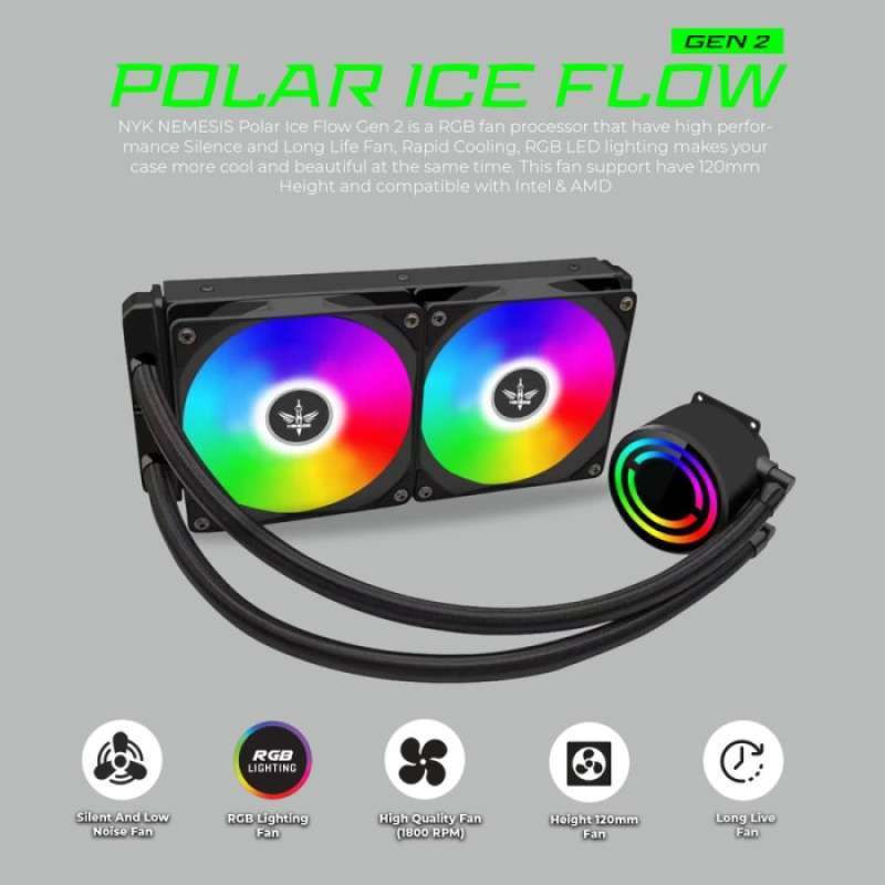 Jual Fan Liquid Cooler Dual Fan Rgb Nyk Nemesis Polar Ice Flow Gen2 Di ...