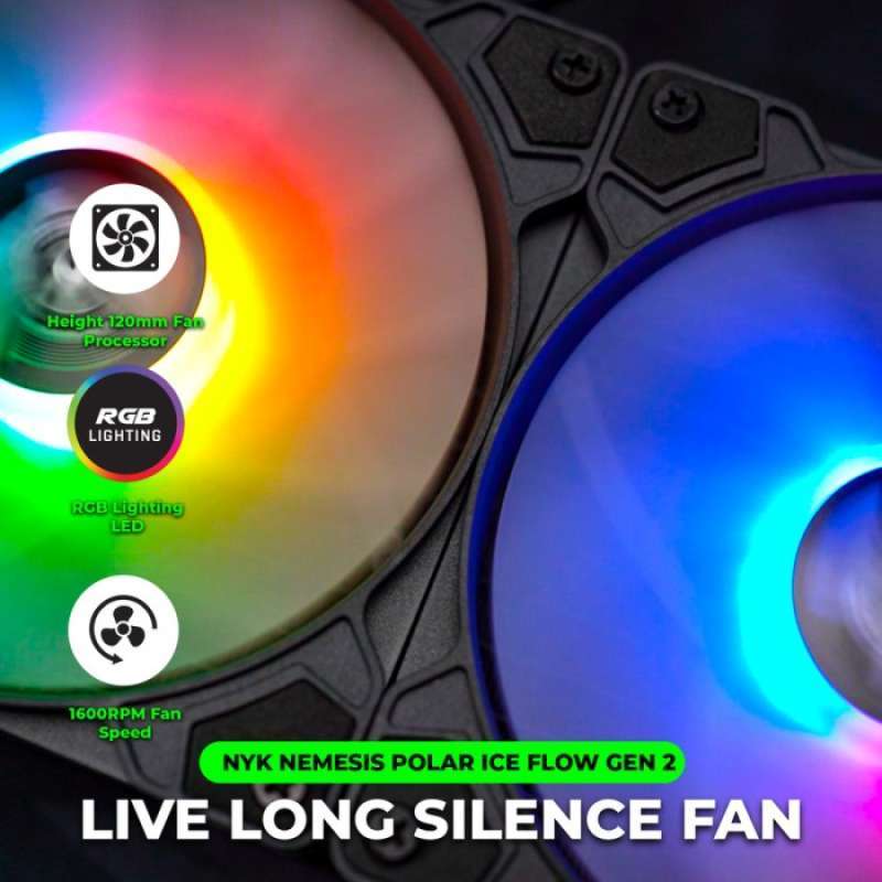 Jual Fan Liquid Cooler Dual Fan Rgb Nyk Nemesis Polar Ice Flow Gen2 Di ...