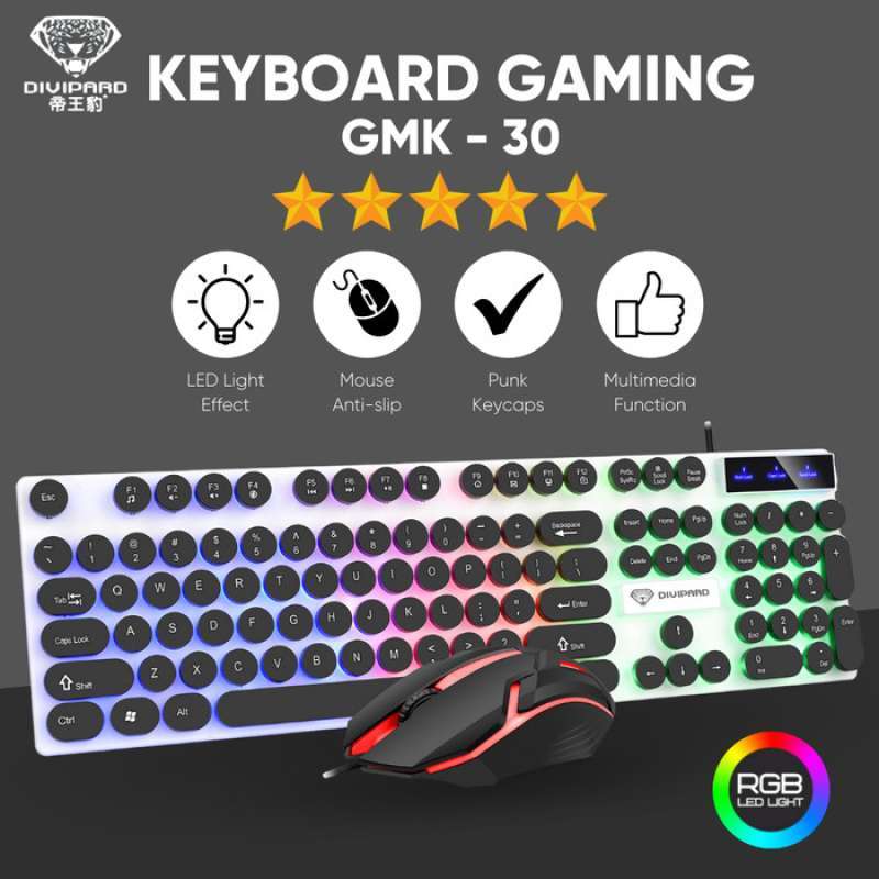 Jual Divipard Keyboard Plus Mouse Gaming Gmk-30 Kabel Usb 2.0 Plus Led ...