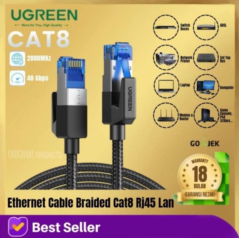 Jual Ugreen Kabel Lan Cat 8 Ethernet Rj45 Cat8 Gigabit 1 3 5 10 15 20 ...