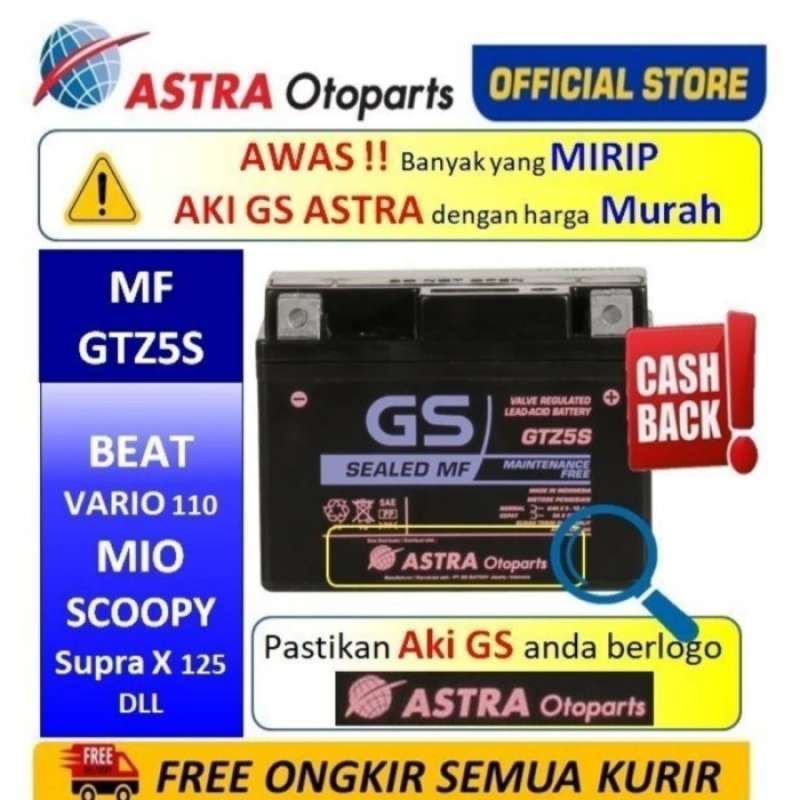 Promo Aki Original Gs Astra Gtz4v Utk Honda Beat, Vario 110, Scoopy, Revo Diskon 33% Di Seller ...