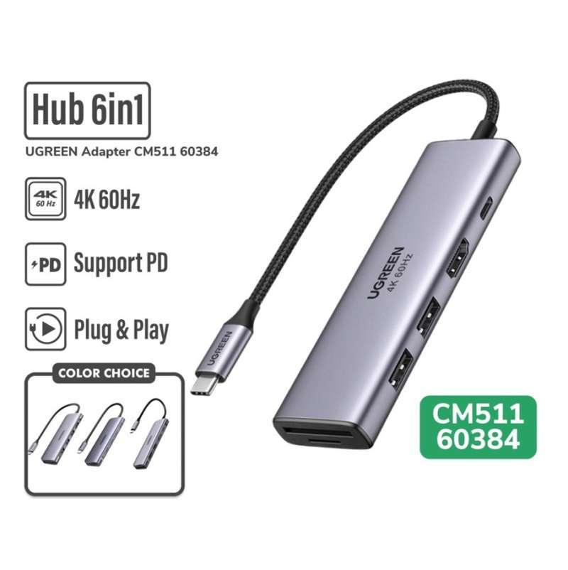 Promo Adapter Converter Hub 6 In 1 Ugreen Usb Type C Pd 4k MacBook ...