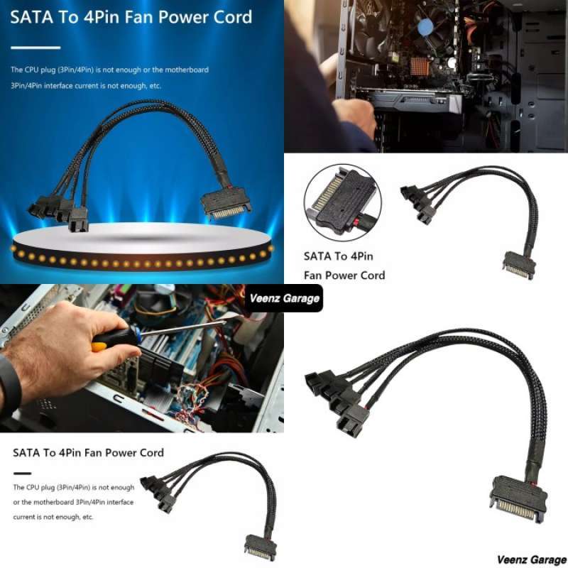 Jual Kabel Splitter Fan Hub Sata To 4 Pin Pwm Connector - Cabang 4 Di ...