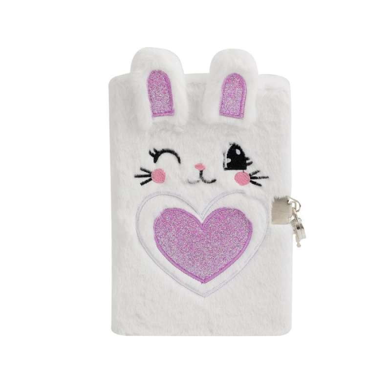 Jual Notebook Buku Bulu Bunny Lock Diary Karakter Lucu Buku Diary ...
