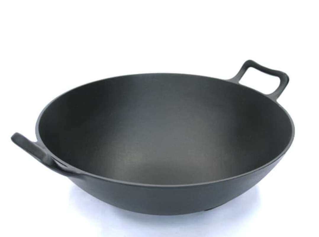 Promo Cast Iron Chinese Wok Stir Fry Pan 12 Two Handle Panci Wajan Wok ...