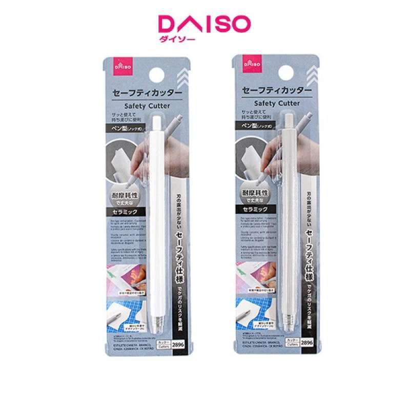 Jual Daiso Safety Cutter -white - Gray - Ceramic - Retractable- - White ...