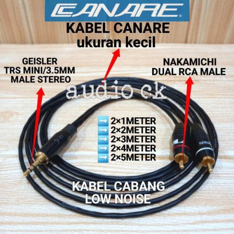 Promo New Canare Kecil Cabang Jack 3.5mm Male To Dual Rca Male 1m-5m - 2×5meter Diskon 36% Di ...