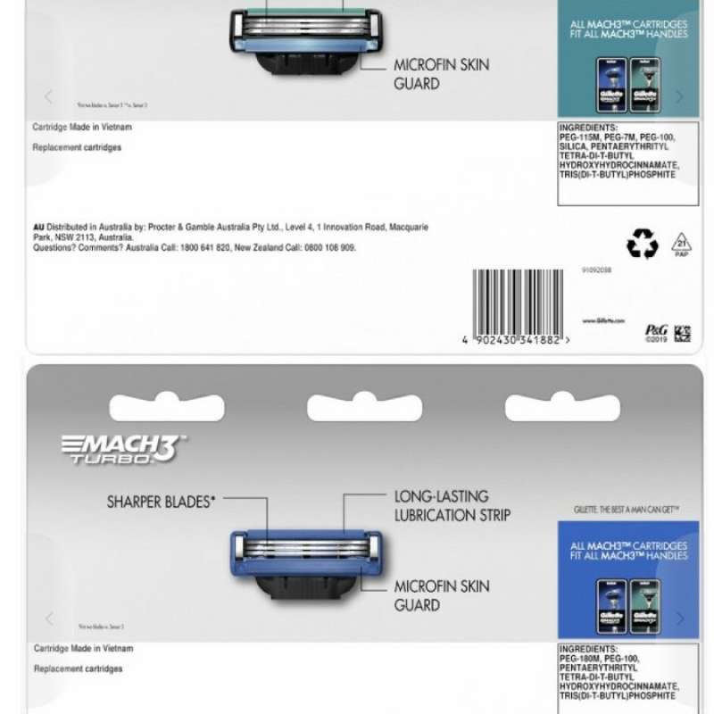 Jual Gillette Cartridge Mach 3 3+ Turbo Refill Pisau Cukur Isi Ulang ...