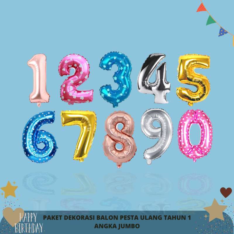 Jual Paket Set Balon Happy Birthday Dan Satu Angka Jumbo Di Seller ...