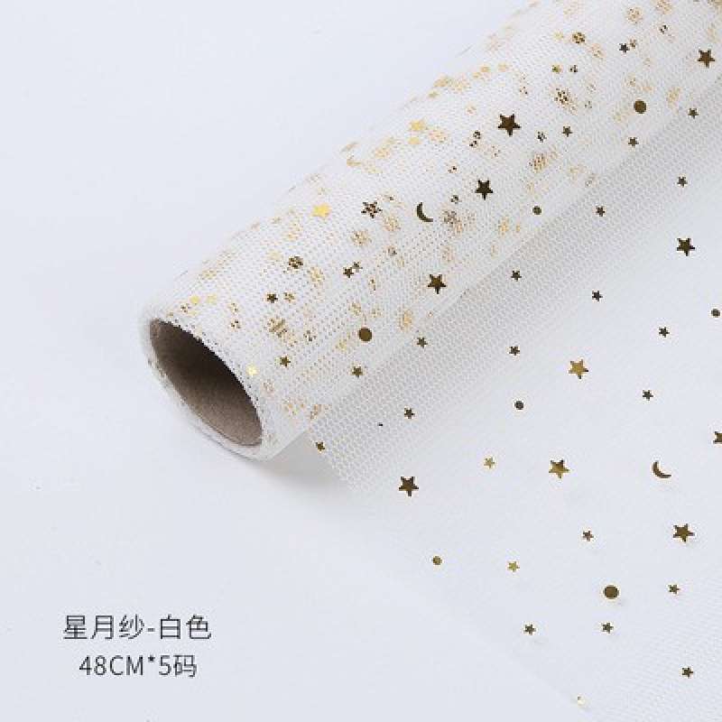Jual Flower Wrapping Paper Motif Bulan Bintang / Mesh Roll / Kertas ...