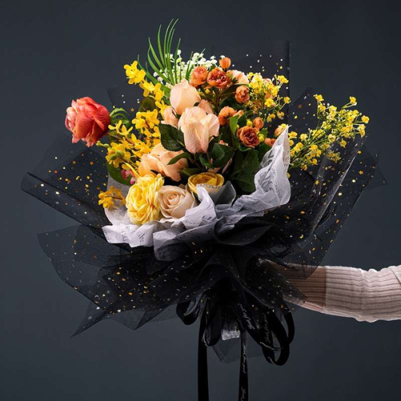 Jual Flower Wrapping Paper Motif Bulan Bintang / Mesh Roll / Kertas ...