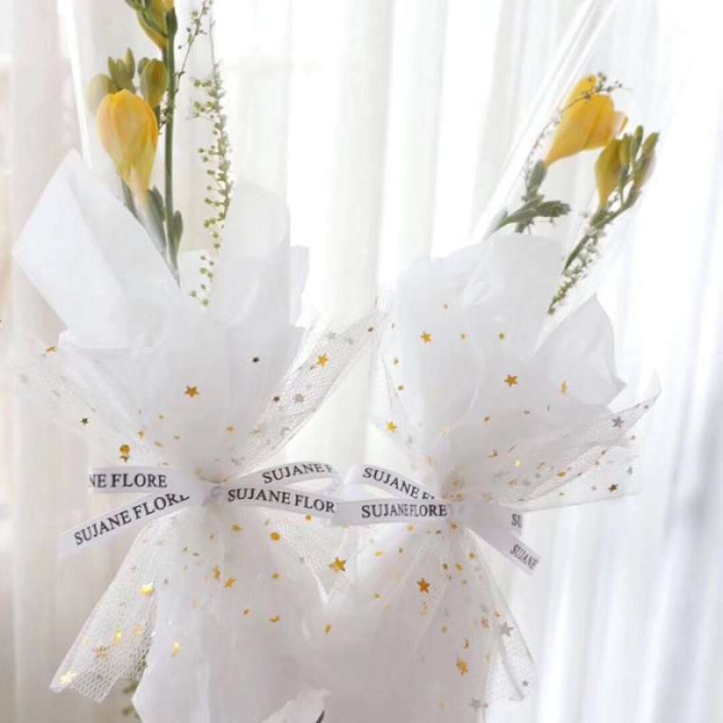 Jual Flower Wrapping Paper Motif Bulan Bintang / Mesh Roll / Kertas ...