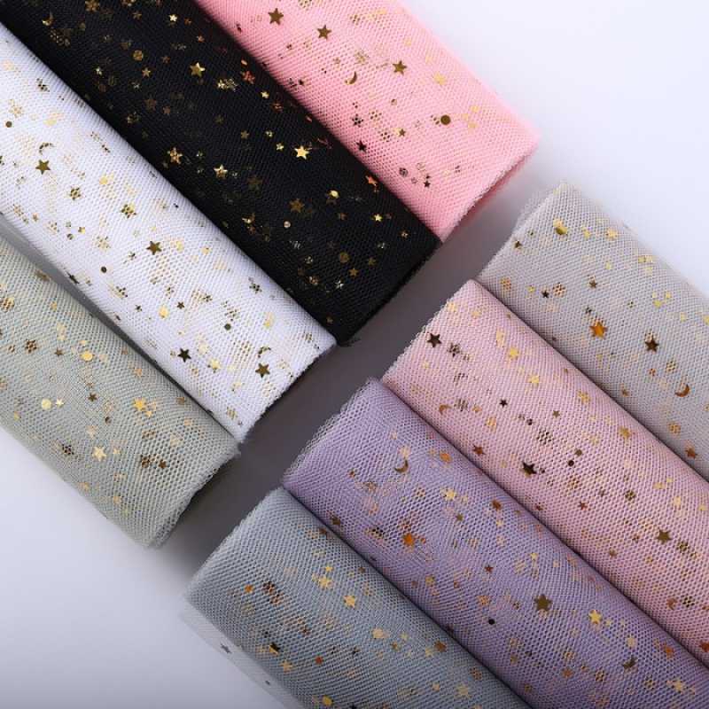 Jual Flower Wrapping Paper Motif Bulan Bintang / Mesh Roll / Kertas ...