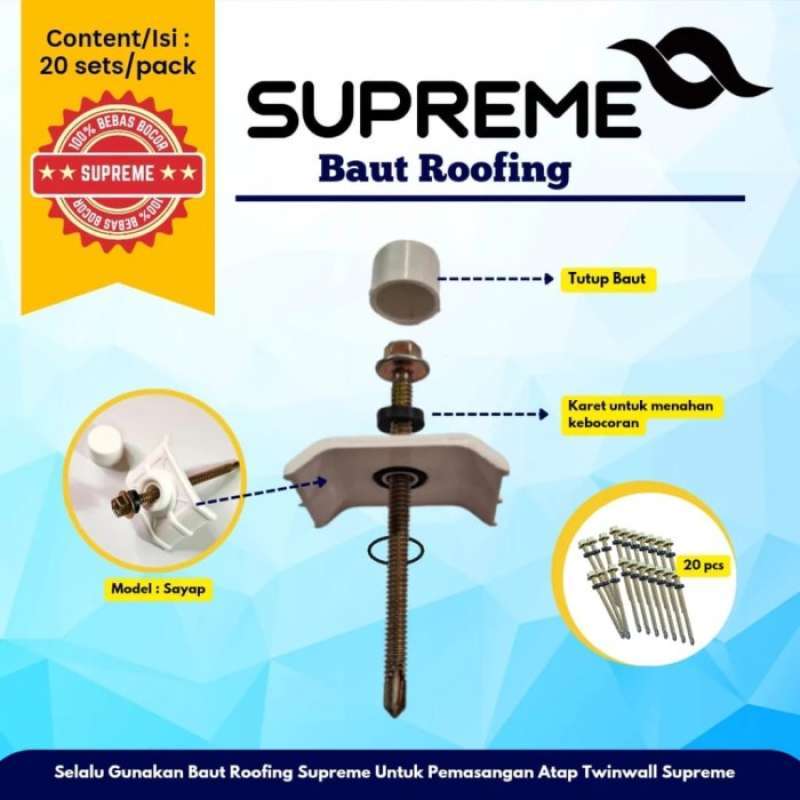 Jual Baut Atap/roofing Upvc Twinwall Supreme 12 X 75mm Isi 50pcs Di ...