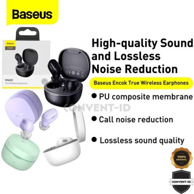 Promo Baseus Encok Wm01 Mini Tws Hd True Wireless Bluetooth 5.0 Earbuds ...