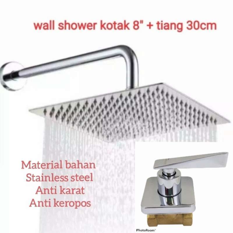 Promo Paket Lengkap Tiang Wall Shower Tanam 8inchi+ Stopkran Tanam ...