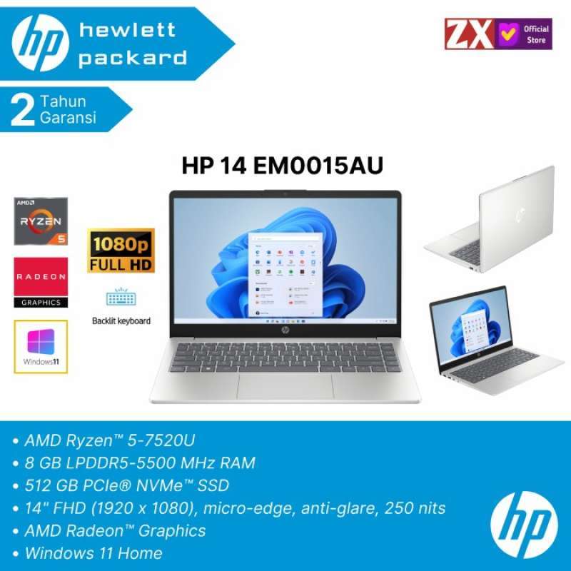Promo Laptop Hp 14 Em0015au/em0016au Amd Ryzen 5-7520u 8gb 512gb 14 Fhd ...