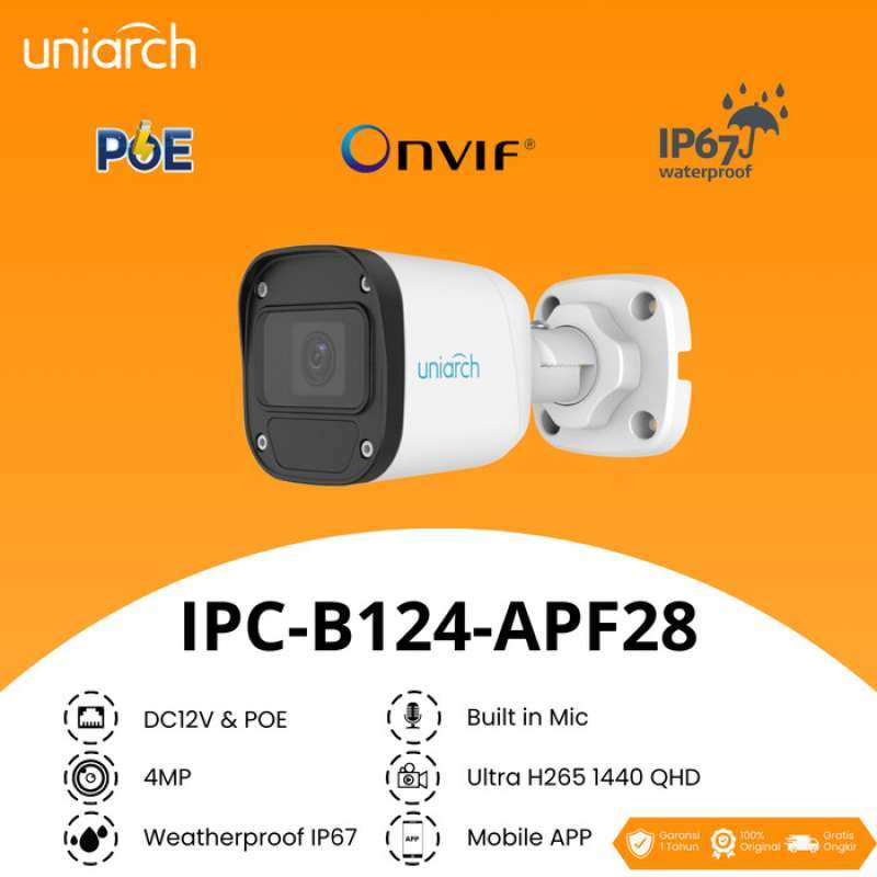 Promo Uniarch Ipc-b124-apf28 4mp Fixed Bullet Ip Camera Outdoor Diskon ...