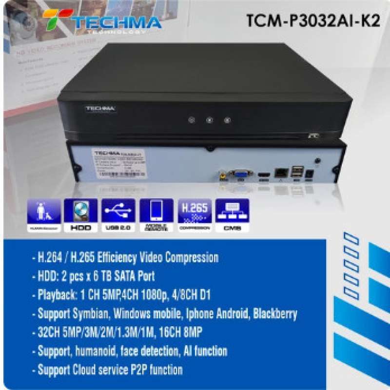 Promo Techma Tcm-3032ai-k2 32ch Nvr (2hdd,hdmi,vga,up To 8mp,4 Playback ...