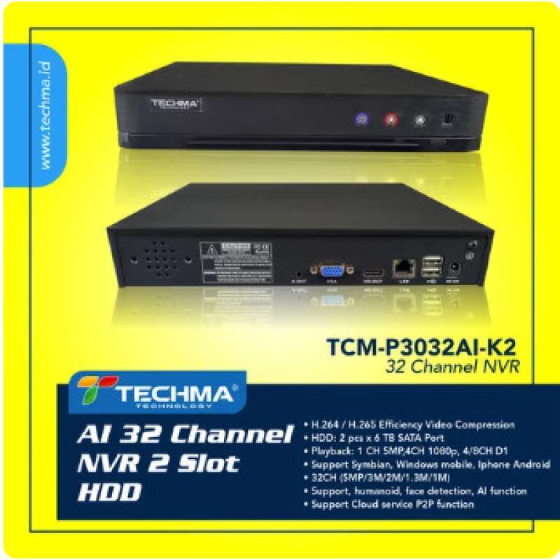Promo Techma Tcm-3032ai-k2 32ch Nvr (2hdd,hdmi,vga,up To 8mp,4 Playback ...