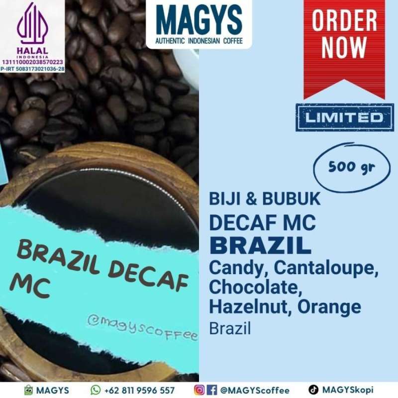 Jual Kopi Arabika Brazil Decaffeinated Mc Decaf Arabica Coffee - Biji ...