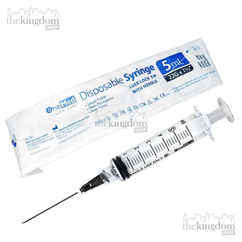 Jual Onemed Disposable Syringe 5ml 5cc 22g /100 Box Spuit Sterile Jarum Suntik Steril Luer Lock ...