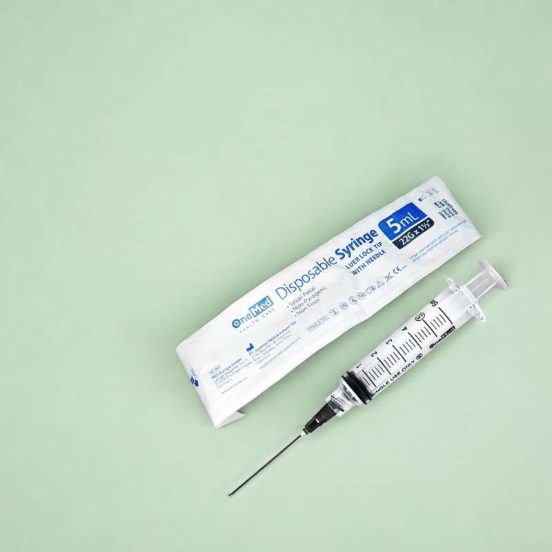 Jual Onemed Disposable Syringe 5ml 5cc 22g /100 Box Spuit Sterile Jarum ...